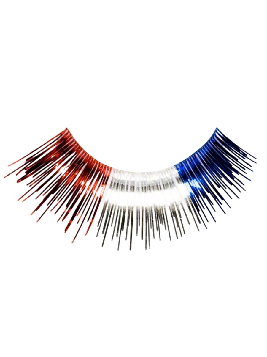 Red Silver Blue Tinsel Lashes - Fake Eyelashes - Creative Costumes