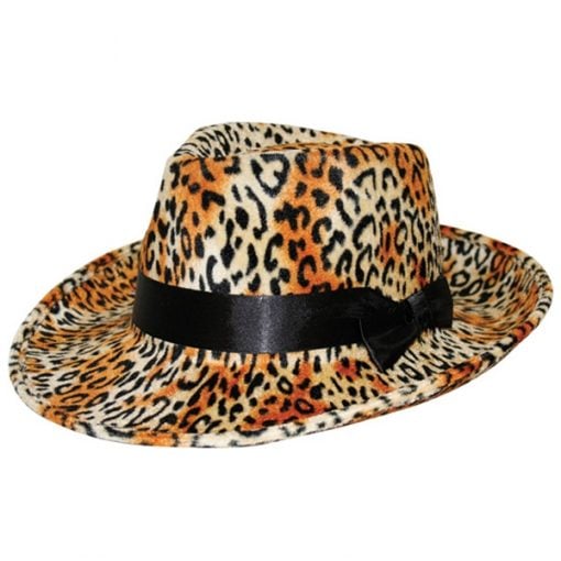 LEOPARD SKIN FEDORA HAT - Creative Costumes