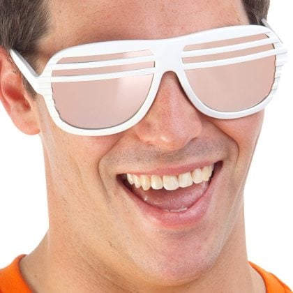 Slat White Reflective Sunglasses - Creative Costumes