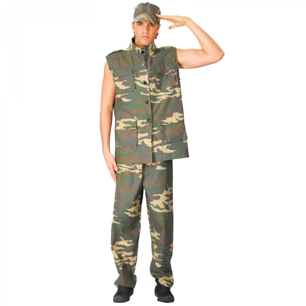 ARMY OFFICER COSTUME - ADULT - LARGE - Includes Top Pants Hat