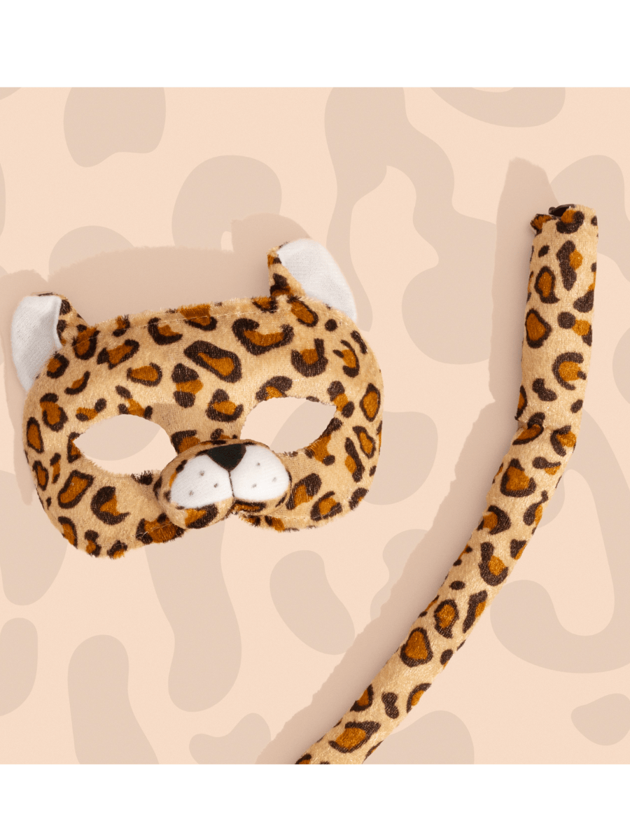 Adorable Leopard Mask and Tail - Suitable for adults and children.