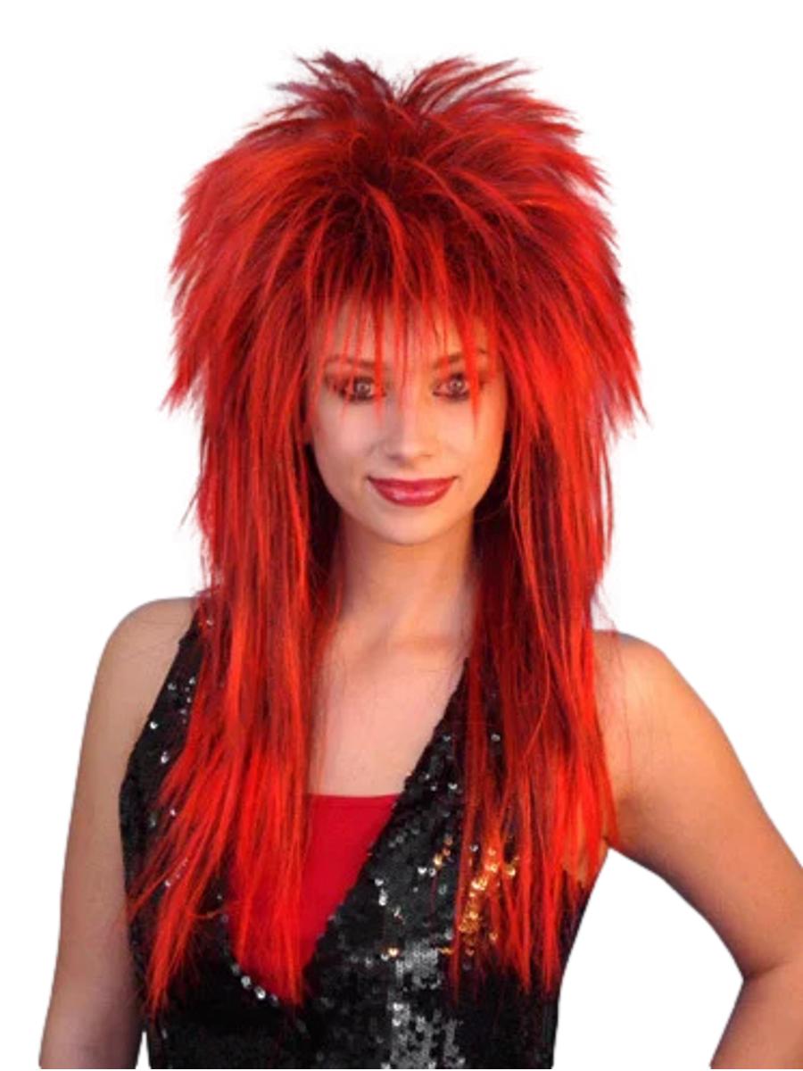 Red Spiky Vamp Mullet Wig - The Perfect 80s Punk Rock Wig