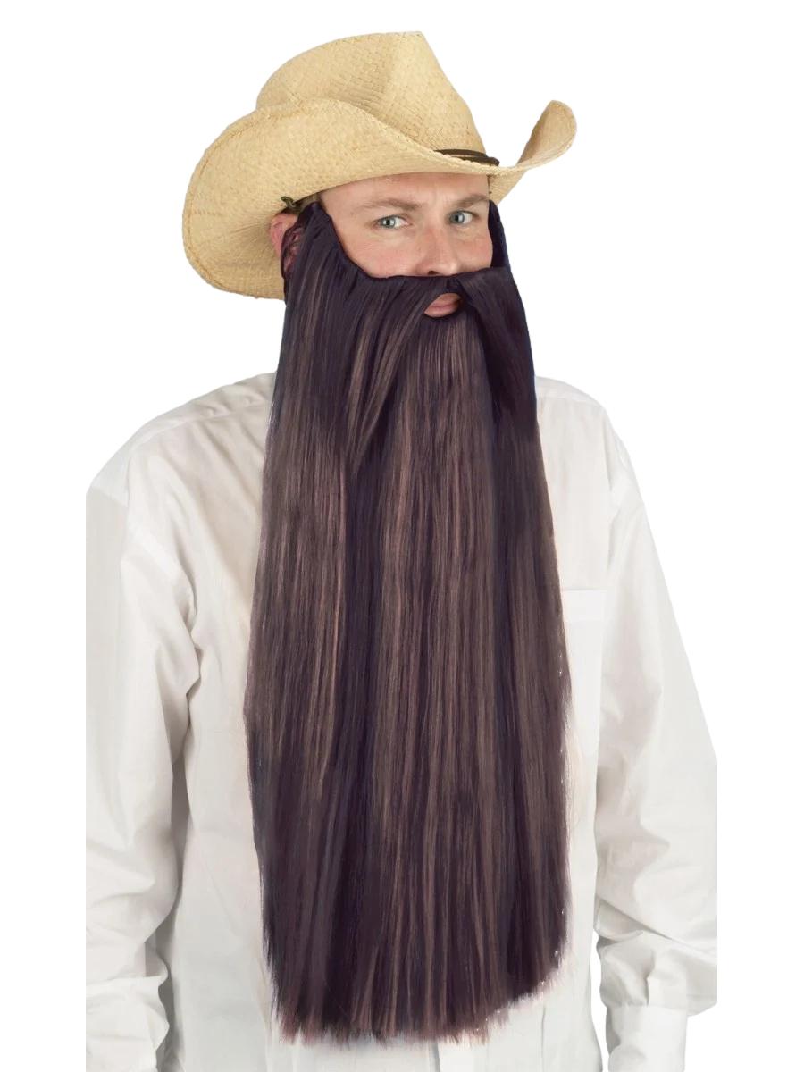 Extra Long Beard with Mustache - Brown - perfect costume accessory