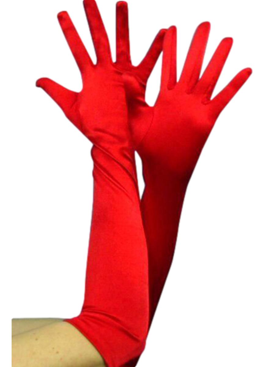 Long Red Gloves - Elbow Length Satin Glove