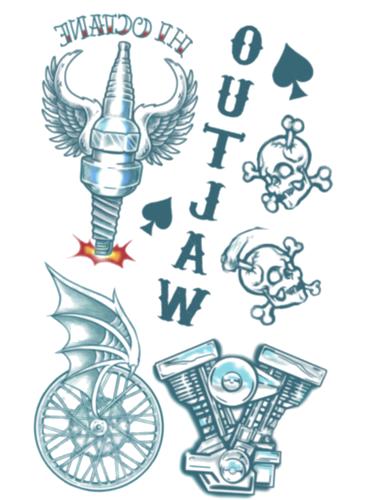 Biker Outlaw Temporary Tattoos - Will look great on any part of your body