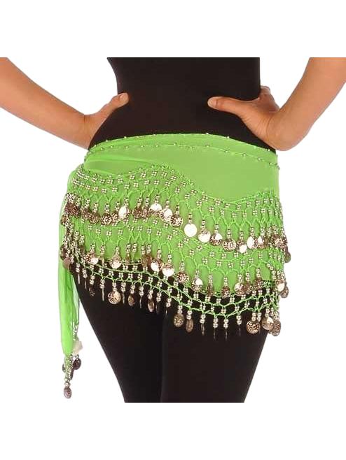 Arabian Coin Hip Scarf - Blue/Green/Black