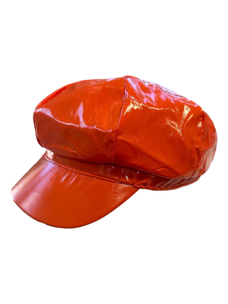 Orange Vinyl Gogo Cap 1960s Hat - Creative Costumes