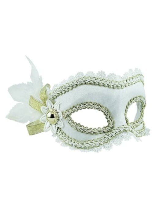 White Feather Masquerade Mask