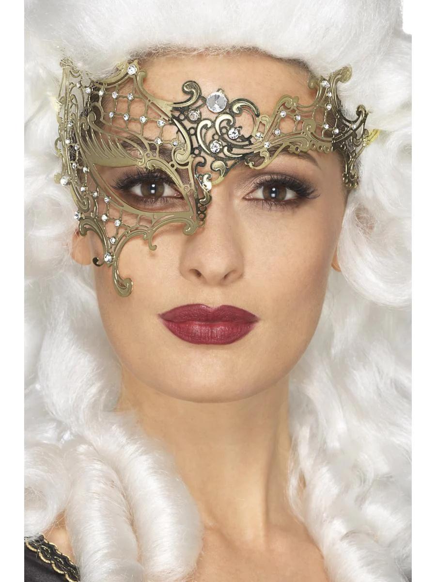 Gold Filigree Half Eyemask - Masquerade Mask