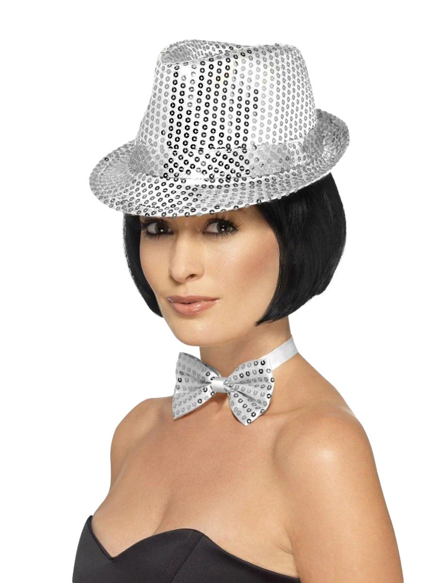 Sequin Silver Trilby Hat - Creative Costumes