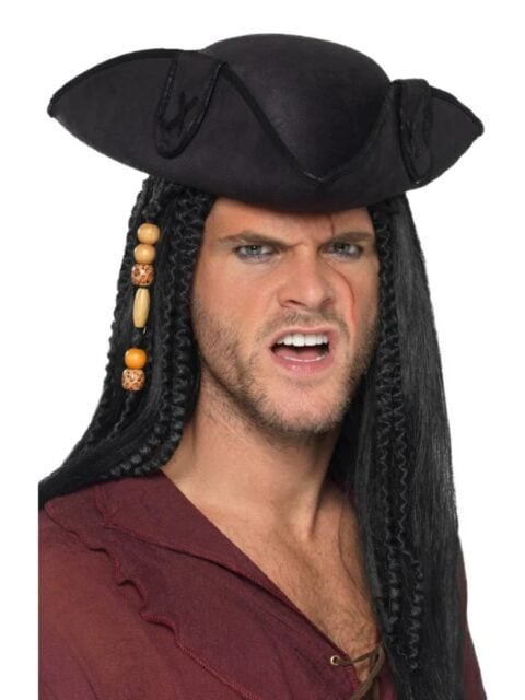 Black Tricorn Pirate Hat