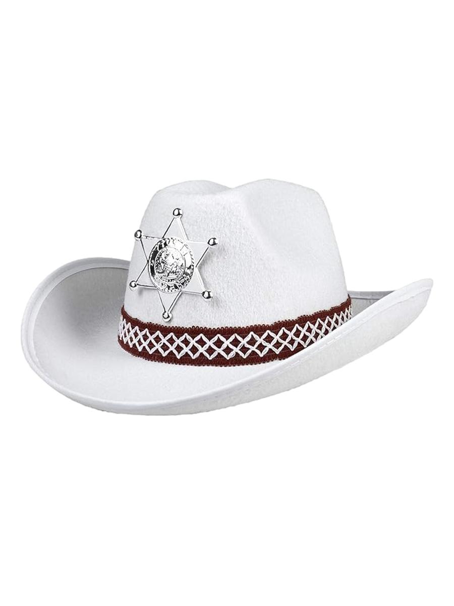 White Cowboy Sheriff Hat - Wild West hat with Star