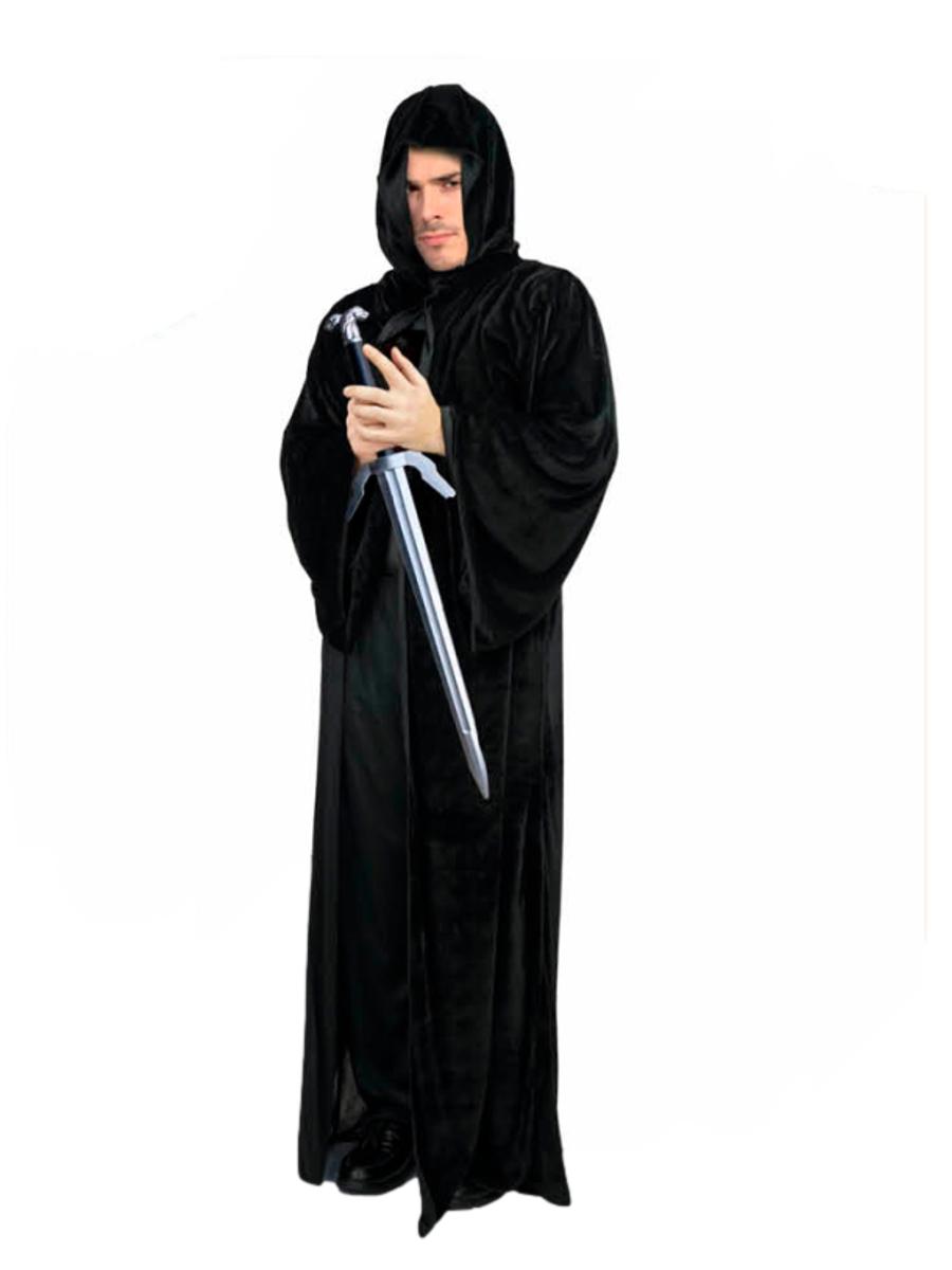 Black Hooded Velvet Robe Cape - Creative Costumes