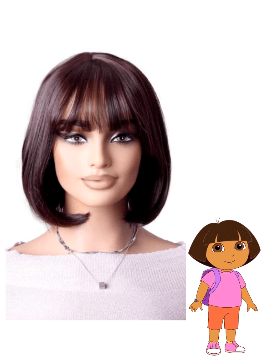 Dora the Explorer Wig - Brown Bob with Fringe - Creative Costumes