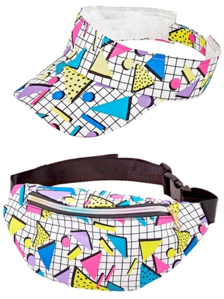 80s White bumbag and visor - Creative Costumes