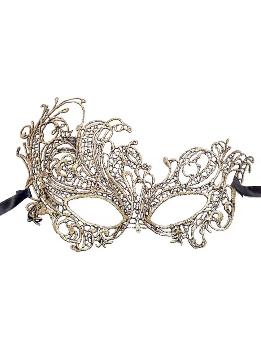 Gold lace Masquerade Mask - Creative Costumes