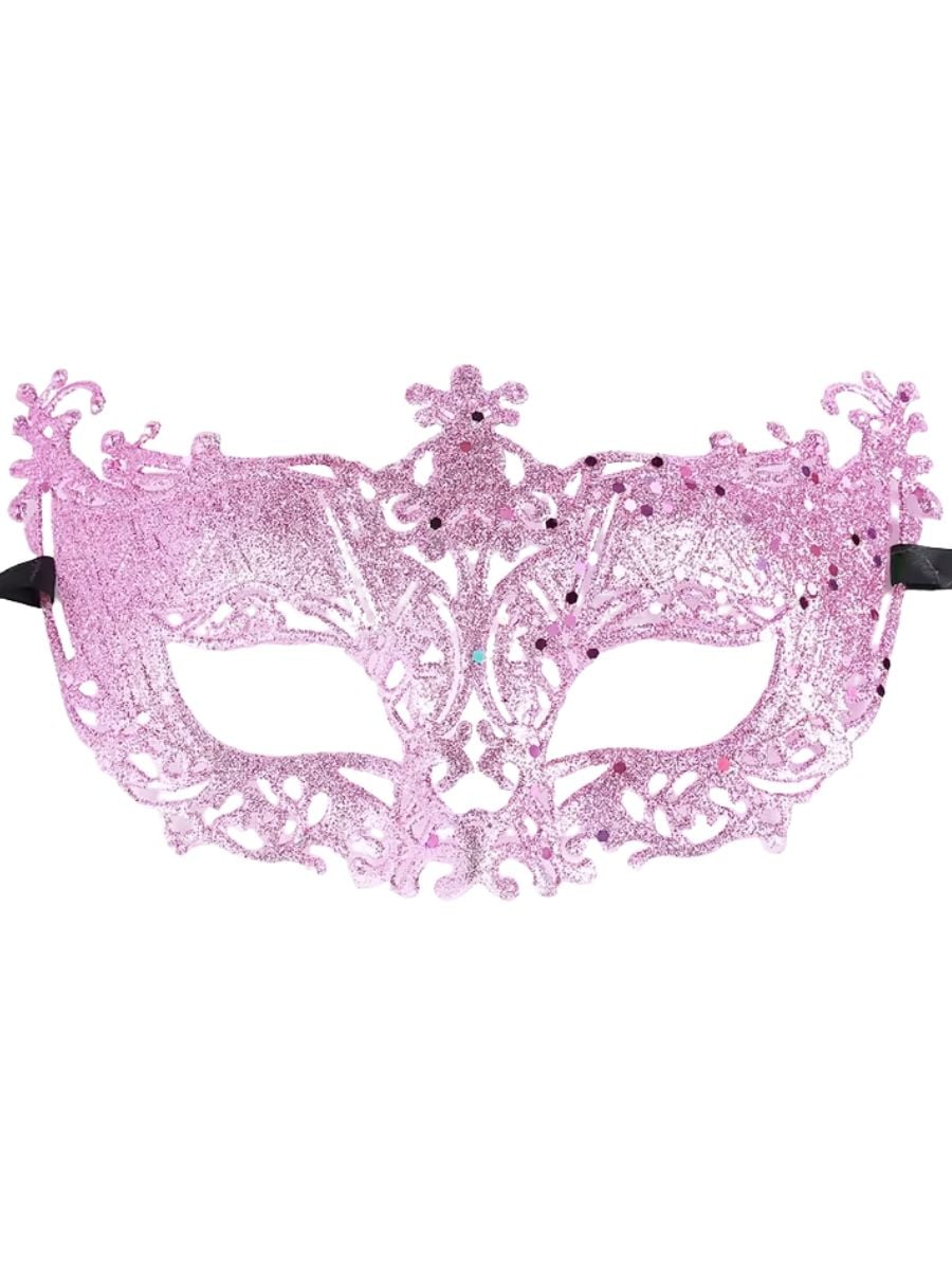 Pink Glitter Lace Mask - Creative Costumes
