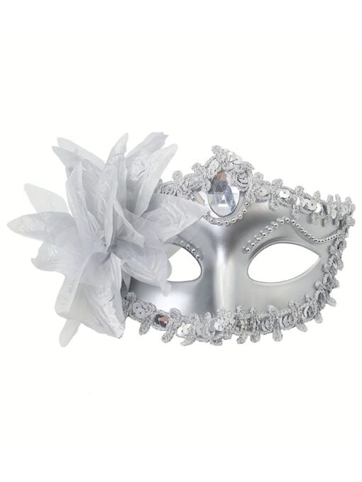 Silver Flower Masquerade Mask - Creative Costumes