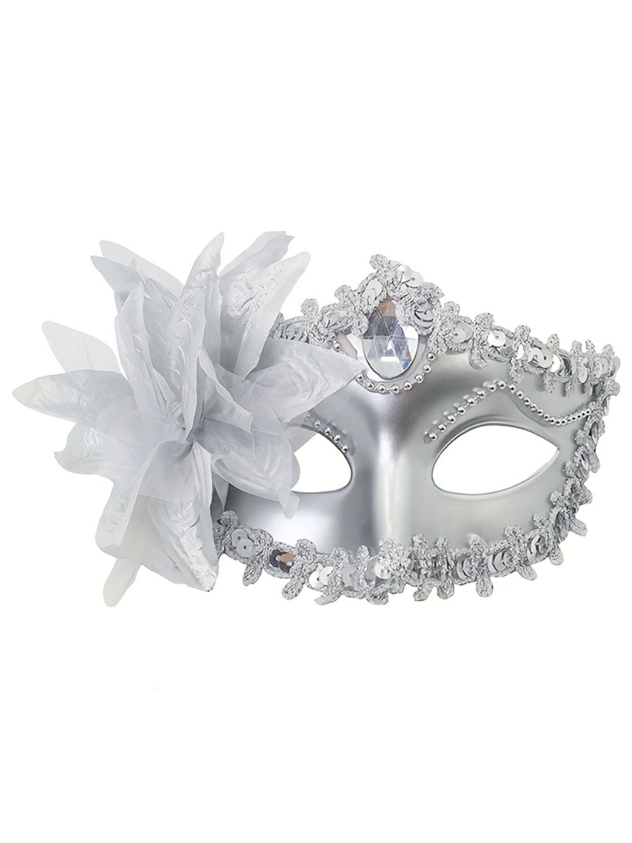 Silver Flower Masquerade Mask - Creative Costumes