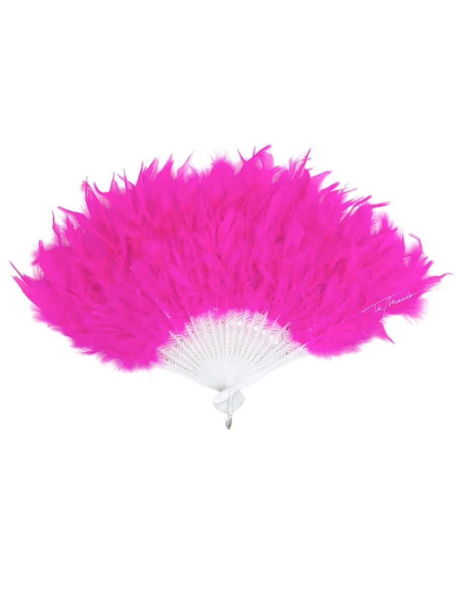 Hot Pink Feather Fan - Beautiful 1920s Acessory